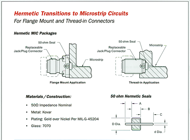 RF and Microwave Launch Pins Accessories Hermetic Seals | HASCO Components